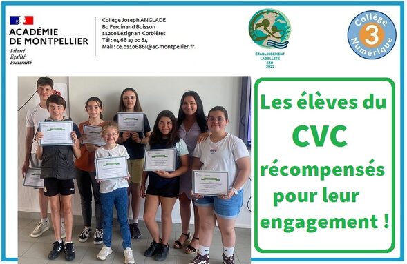 Bravo aux élèves du CVC ! - Actualités - COLLEGE JOSEPH ANGLADE